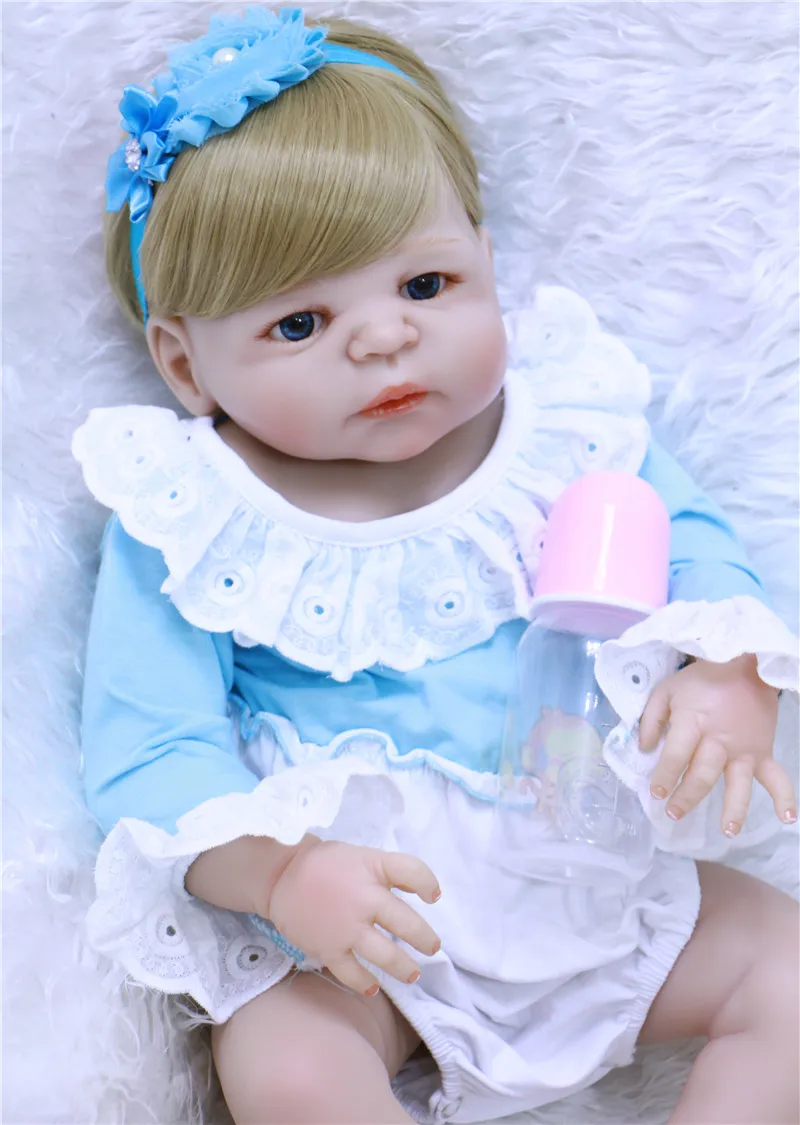 22" Fashion girl reborn babies full silicone doll reborn can enter ...