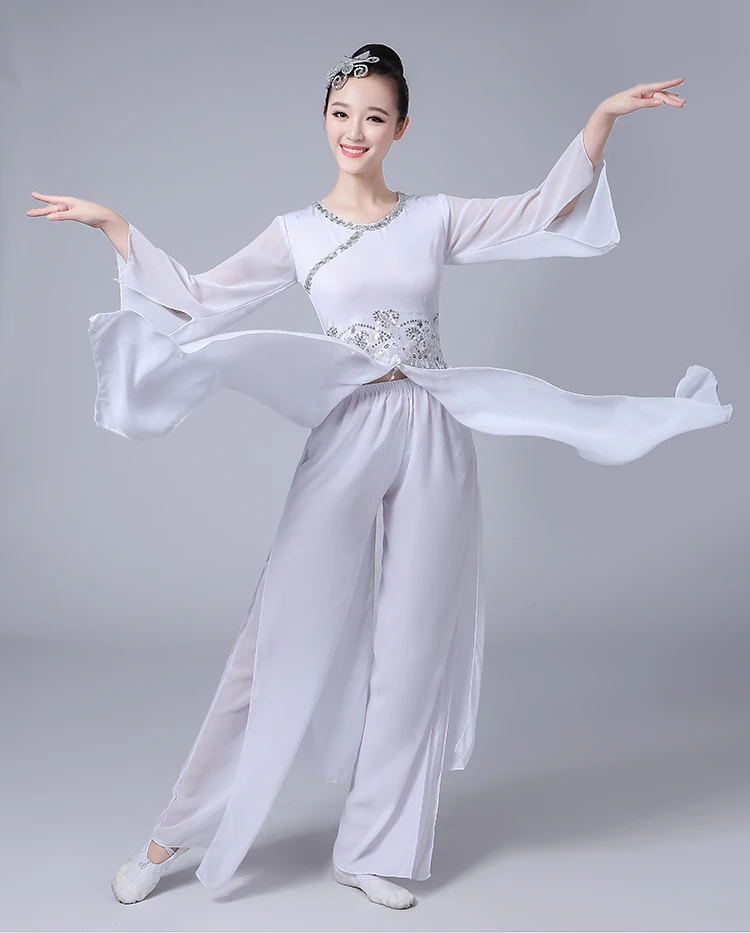 Sequins-Dance-Suit-Chinese-Folk-Dance-Costume-Female-White-Yangko-Dance ...