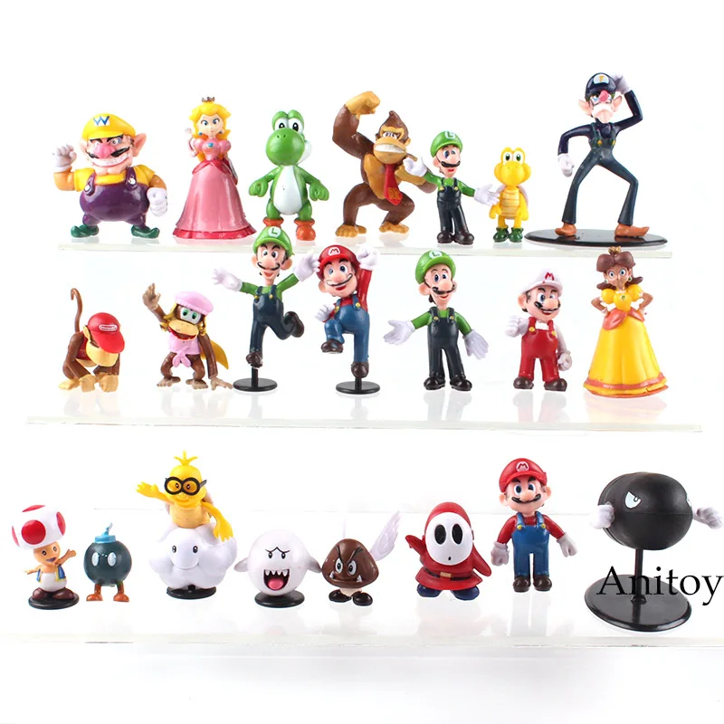 Super Mario Bros Family Mini PVC Figures Toys 22pcs/set Mario Luigi ...