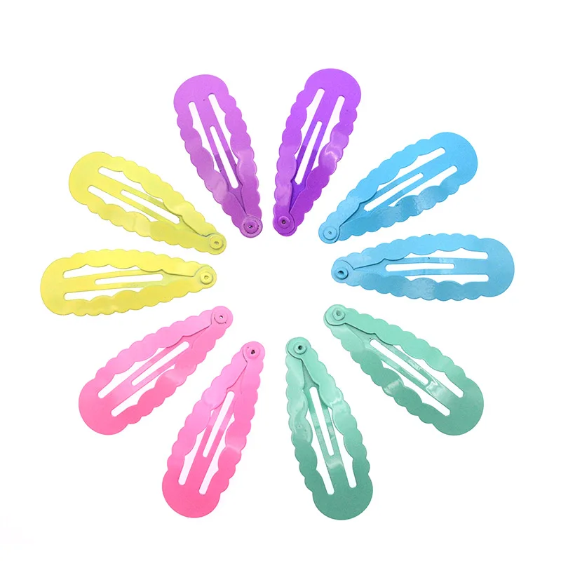 10 Pcs/Pack Wave Solid Candy Pastel Color Hair Clips Girls' Hairpin ...