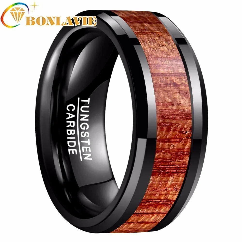 New Fashion Jewelry 100% Tungsten Men's 10mm Brown Artichoke Wood Rings ...