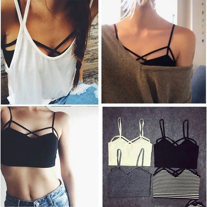 2018 New Fashion Sexy Women Strappy Padded Bra Bustier Bra Bralette Corset Crop Tops Tank Top