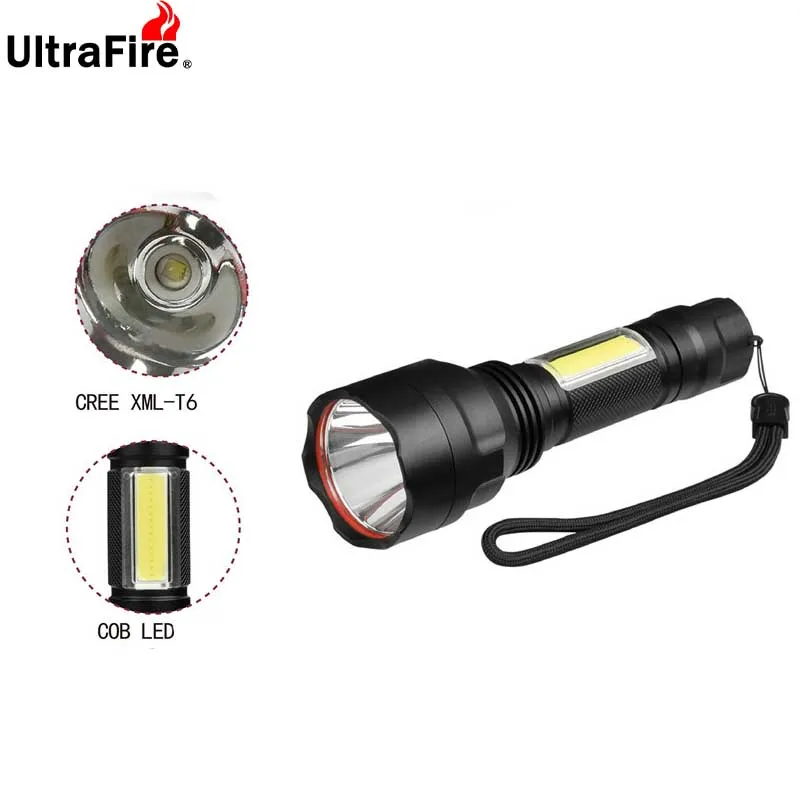 Ultrafire C8 T6 + Cob Work Light Led Emergency Flash Light 4 Mode Torch ...