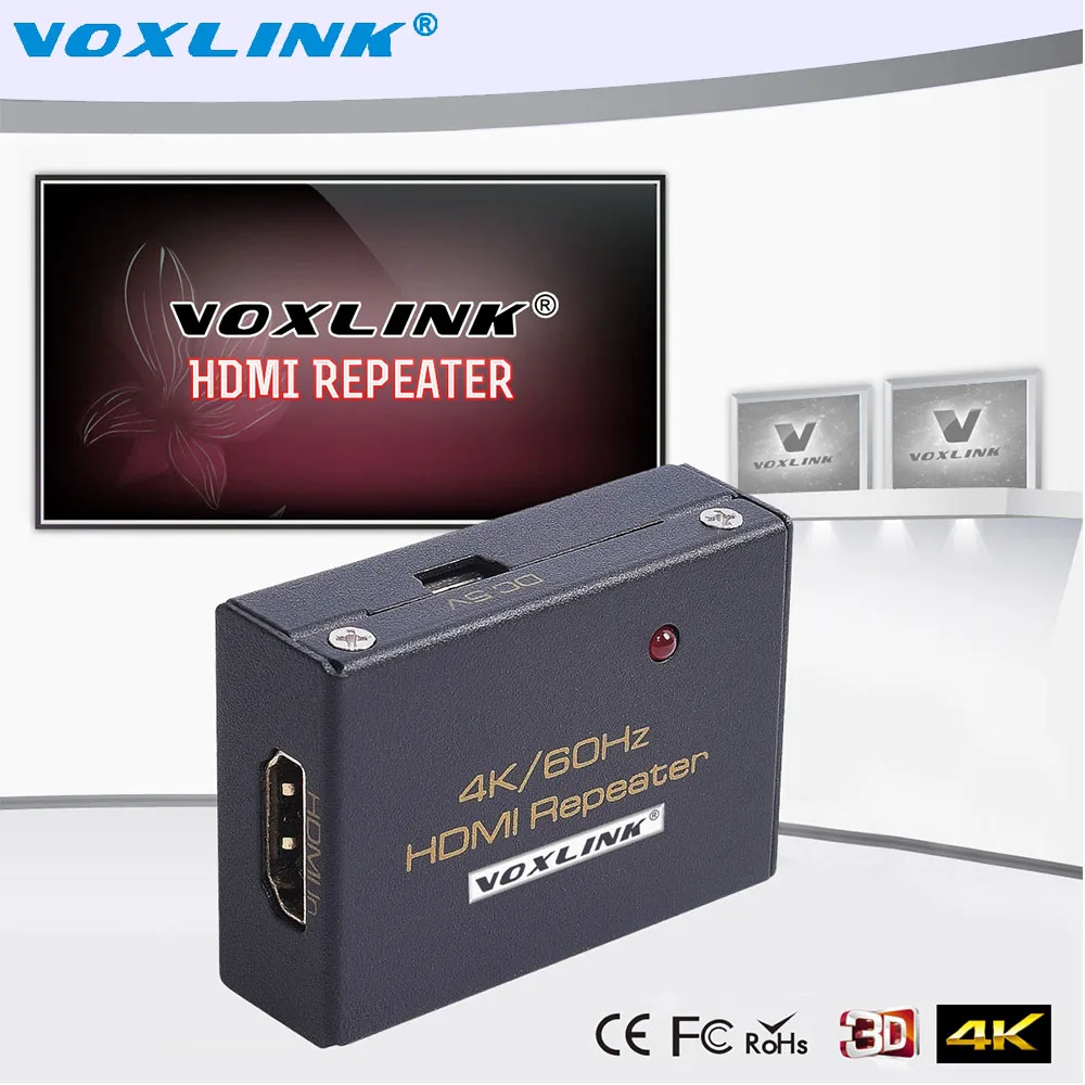 VOXLINK HDMI Repeater HD 1080P 3D HDMI 4K*2K Repeater Extender Booster ...