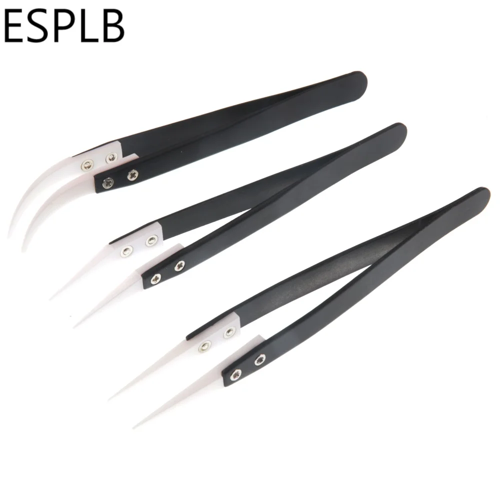 ESPLB Anti-Static Ceramic Tweezers Stainless Steel Industrial Ceramic ...