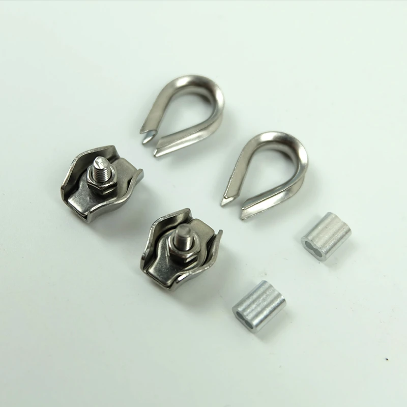 2pcs Thimbles Ring Clamp + 2pcs Single Grips Cable Clamps + 2pcs ...
