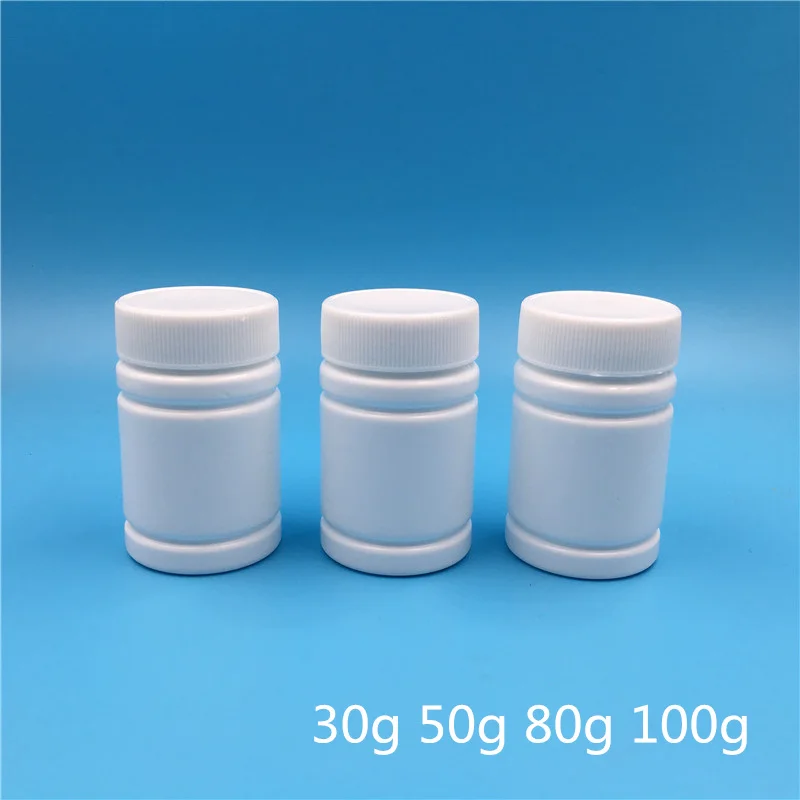 50 Pcs HDPE White Plastic Empty Jars - 30ml 50ml 80ml 120ml Refillable ...