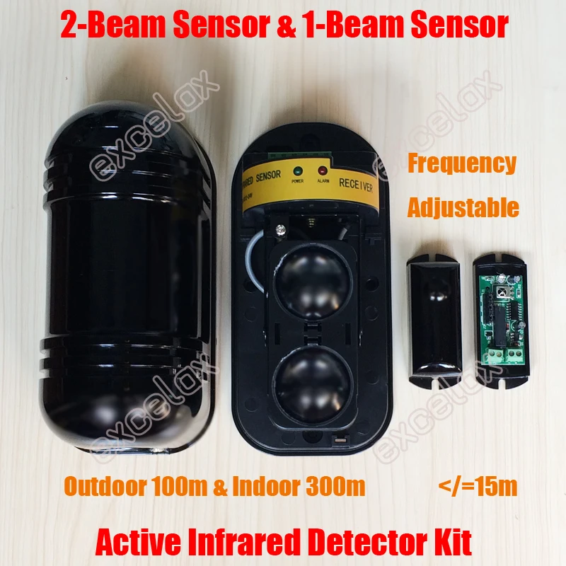 Photoelectric 2-beam Ir 300m & Mini 1-beam Ir 15m Kit Sensor Active ...