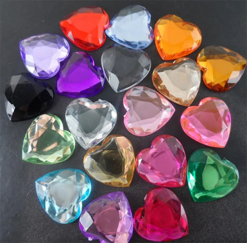 Bling Random Mix Colors Heart Shape Acrylic Rhinestones Flatback ...