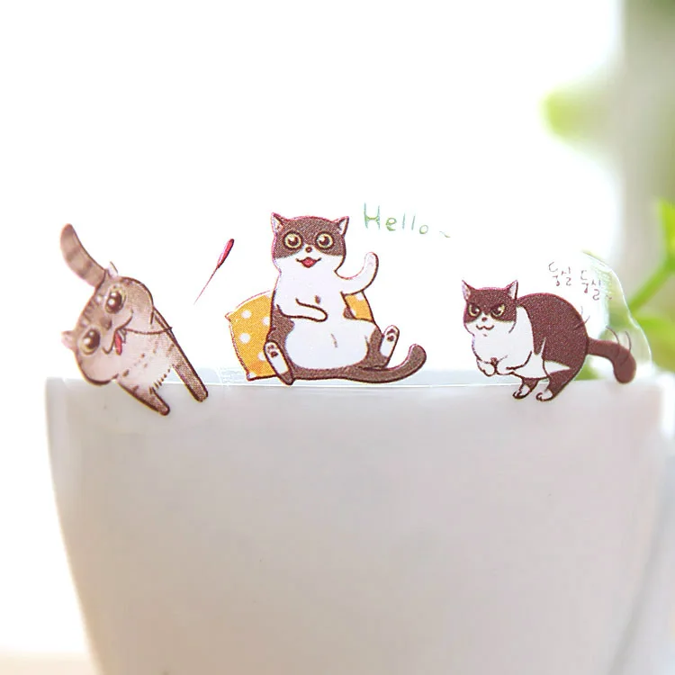 6 pcs/lot Novelty Cats Cartoon Animals Sticker PVC Cartoon Stickers ...