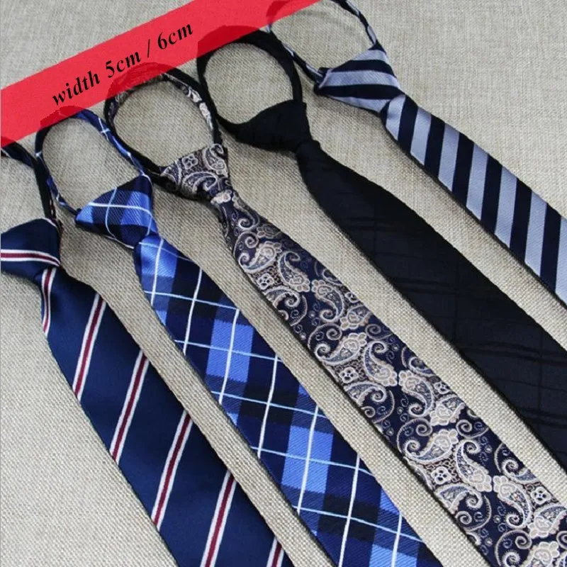Zip Ties For Men Lazy Necktie Floral Narrow Striped Ready Knot Zipper ...