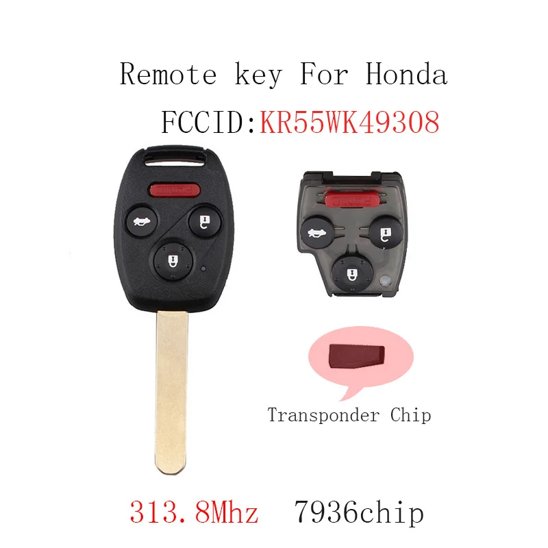 313.8mhz Remote Key For Honda Accord Sedan 2008-2012 For Honda Pilot ...