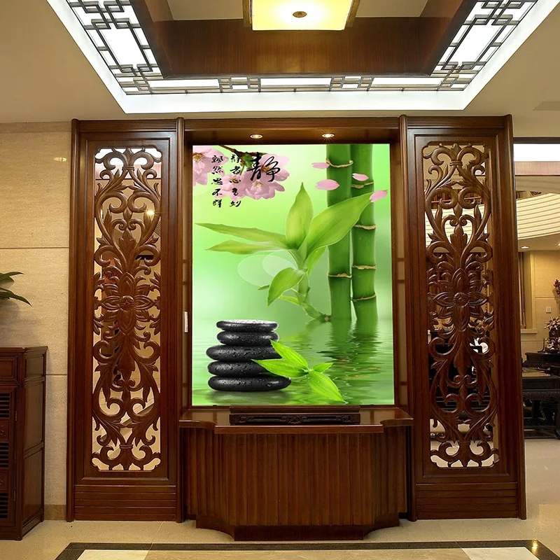 3D mural wallpaper Customized medium-size oil painting with bamboo ...