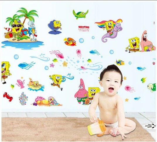 Y Animales Zoo Mundo Submarino De Dibujos Animados Bob Esponja Flores ...