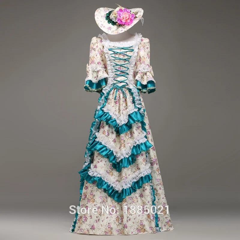 Royal Court Dress Retro Multicolor Rococo Clothing Formal Gowns With ...