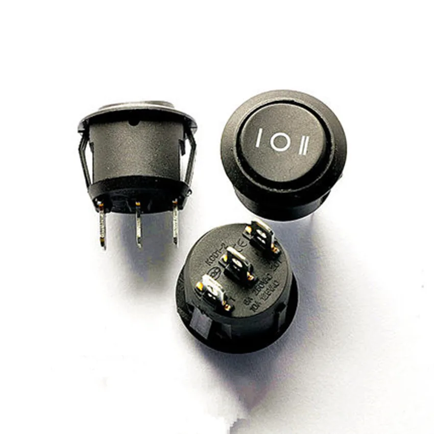 5PCS 3 files 3 Pin Round rocker switch rocker switch power switch 10A ...