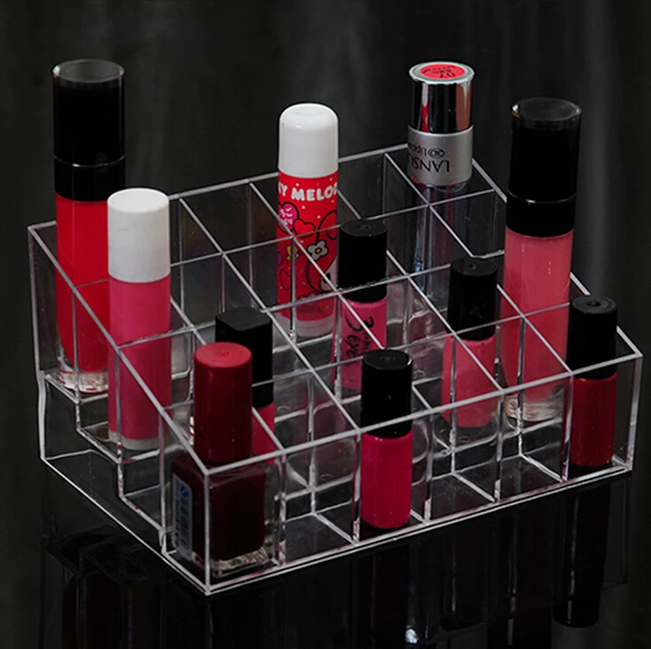 2018 Hot Sale Big Clear Lipstick Storage Box 24 Grids Transparent ...
