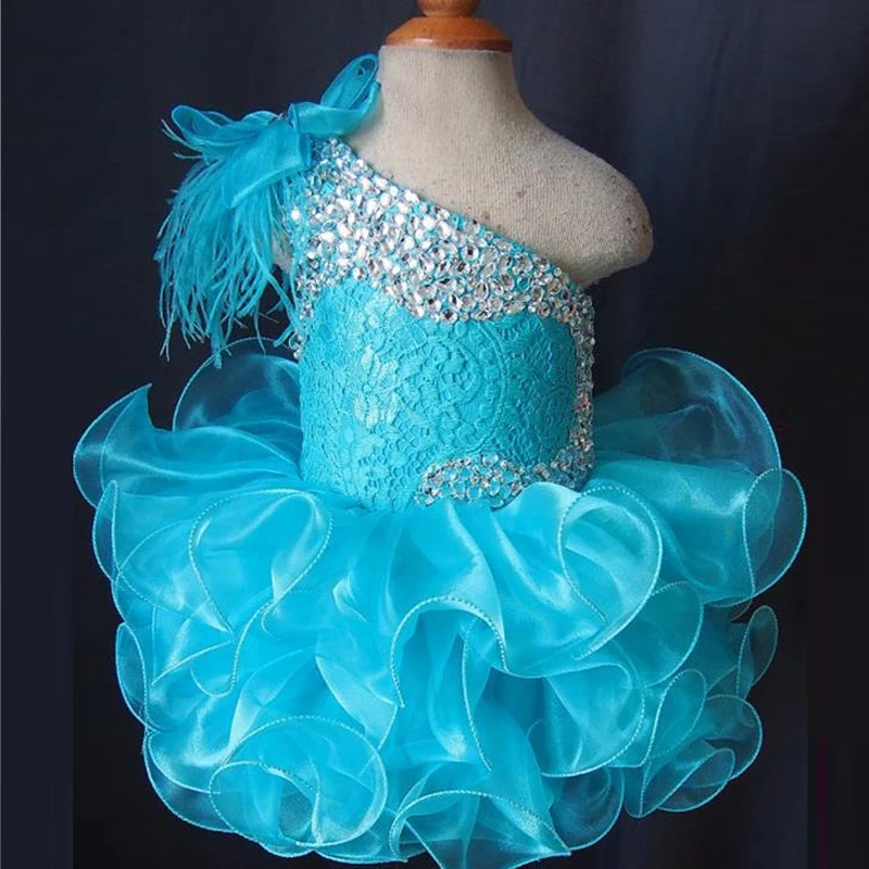 Blue Children Kids Clothes Gown vestido de la muchacha One Shoulder ...