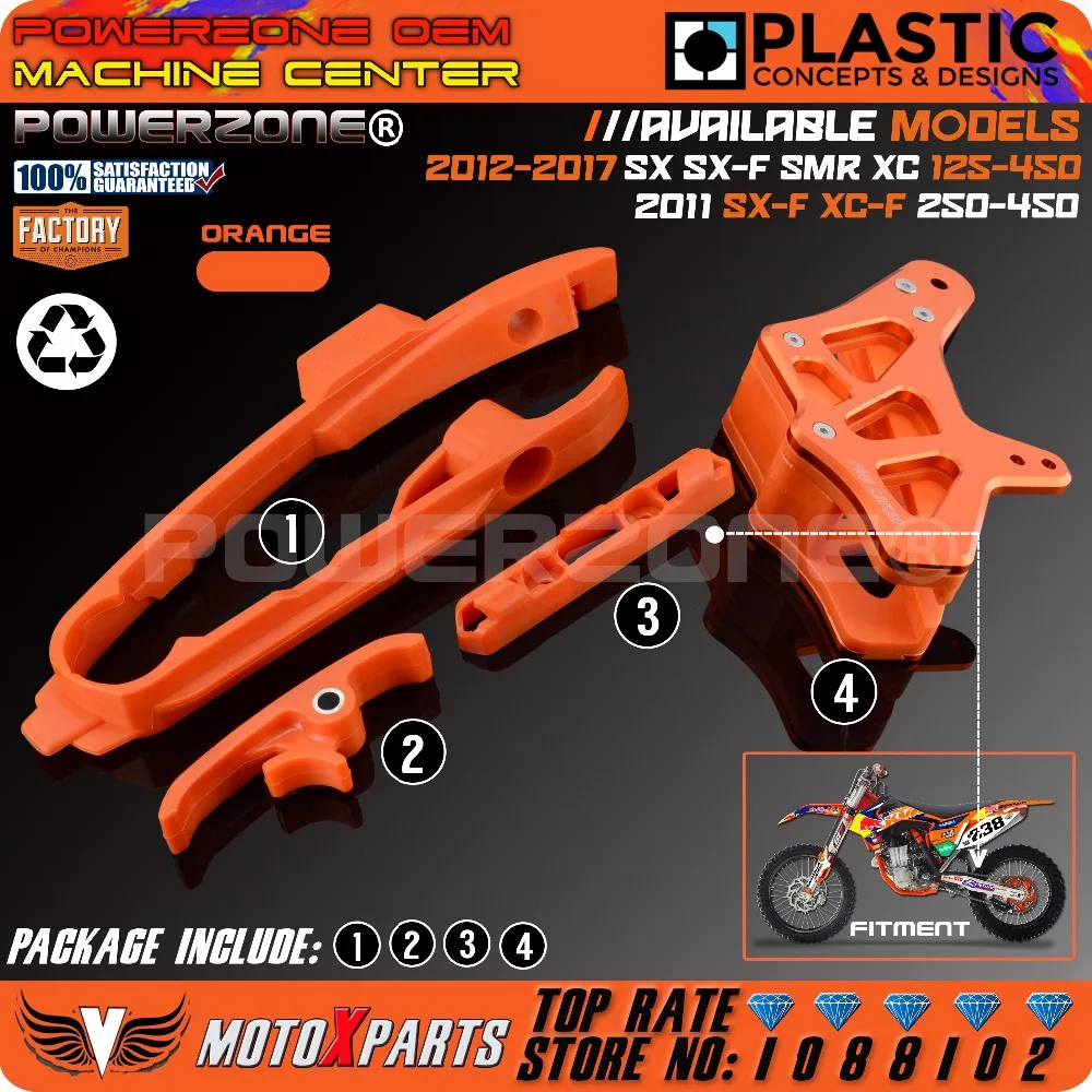 Orange Swingarm Chain Slider kit +CNC Chain Guard Guide + Brake Hose ...