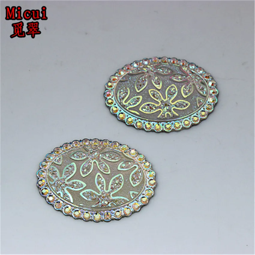 Micui 30pcs 28*38mm AB Clear Oval Resin Rhinestone Flatback Rhinestones ...