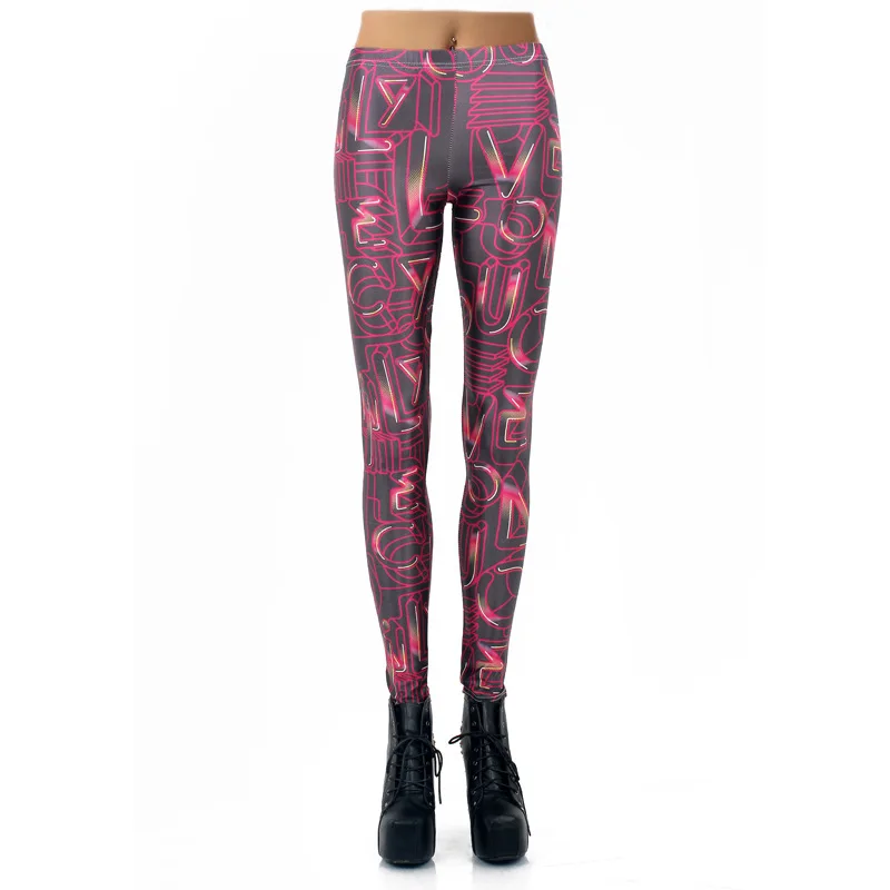 New Fashion Women Leggings Red Line Printed Legging For Woman Print