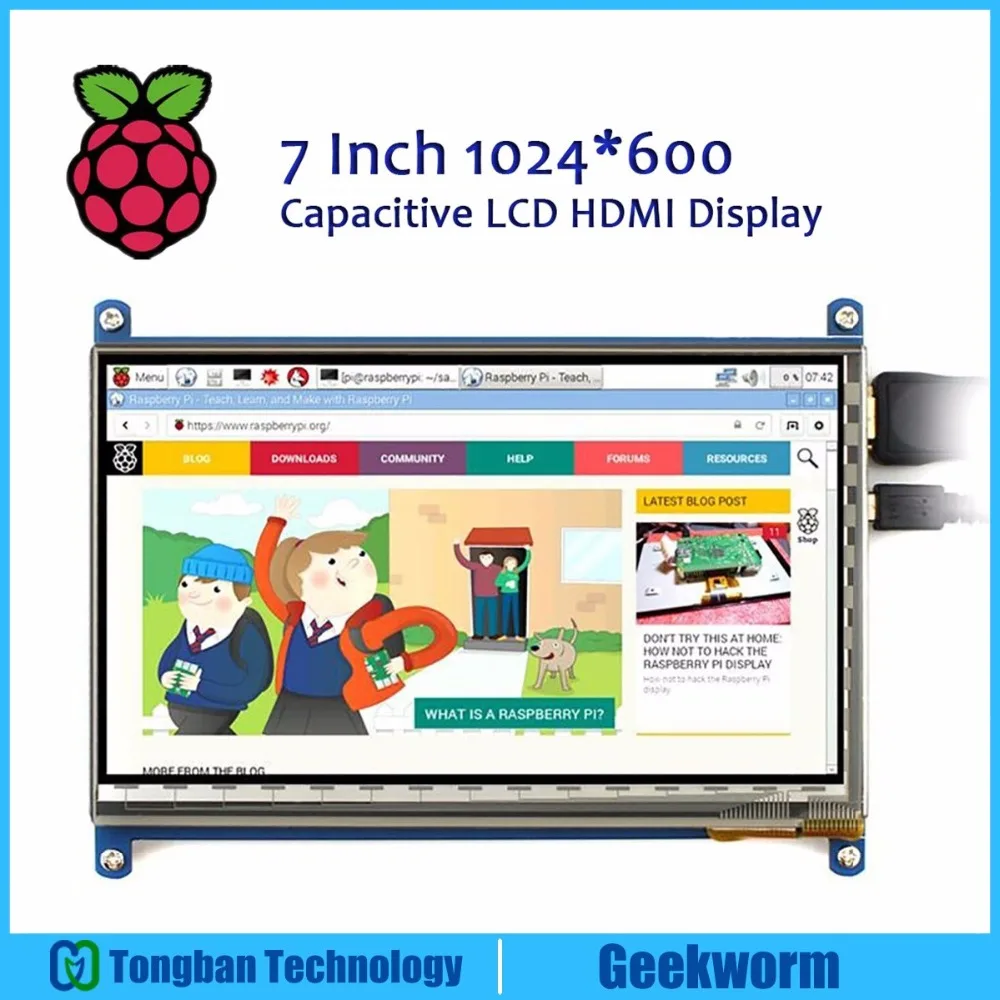 Raspberry Pi 3 B+ 7 Inch Touch Screen 1024*600 HDMI TFT Capacitive LCD ...