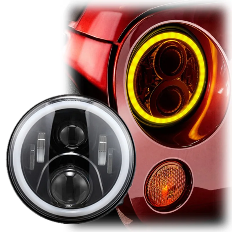 For land Rover Defender Td5 H4 plug&play 7 Inch LED Projector Headlight ...