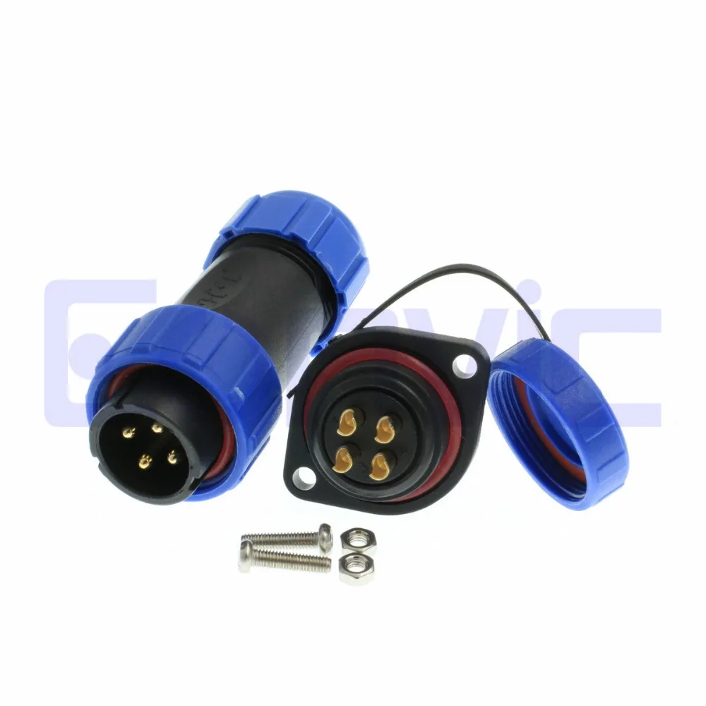 SP21 4 Pin Screw Install plastic circular Connector 4 Pin Plug and ...