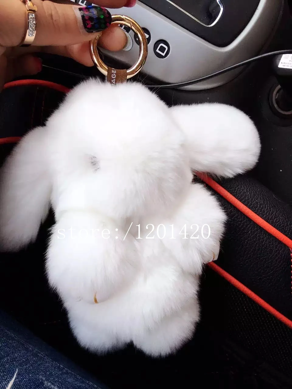 Bunny keyring bunny fur cham keychain Bag bug Real Genuine white Rabbit ...