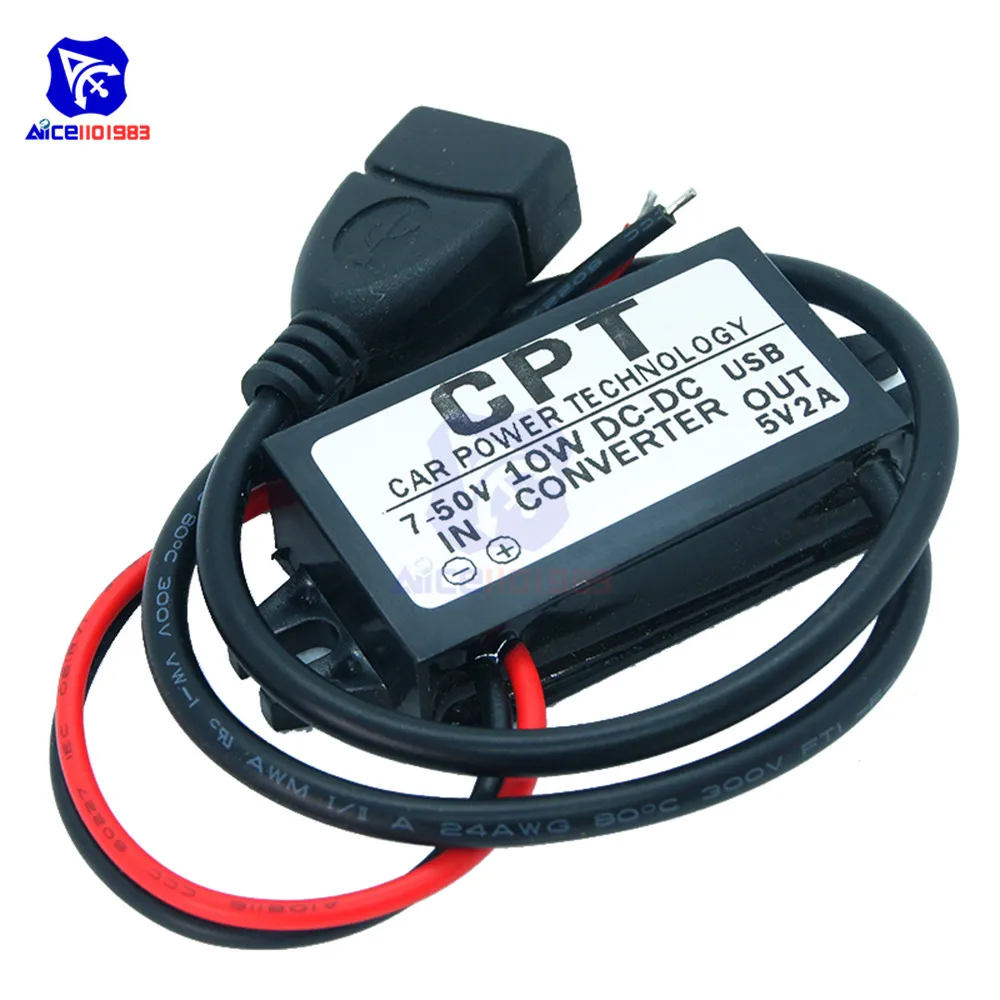 Dc/dc Dc 7 -50v To 5v 2a 10w Step-down Buck Converter Module Usb Type-a Female Waterproof ...