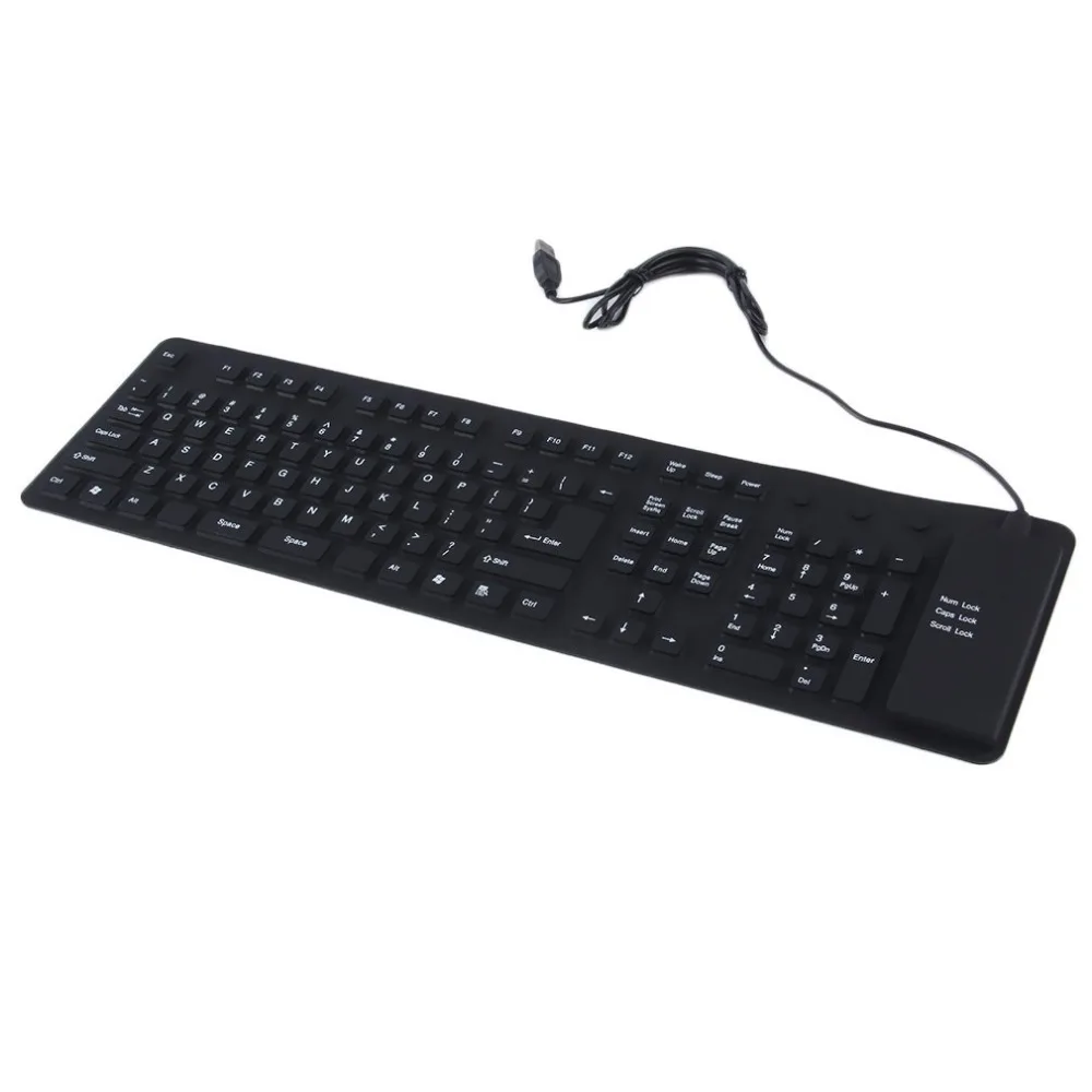 Wired Silicone Keyboard 109 Keys Waterproof Portable Soft Flexible
