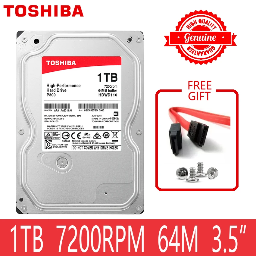 Toshiba High Performance 1tb Hard Drive Disk 1000gb Hdd 3.5" Desktop Pc ...