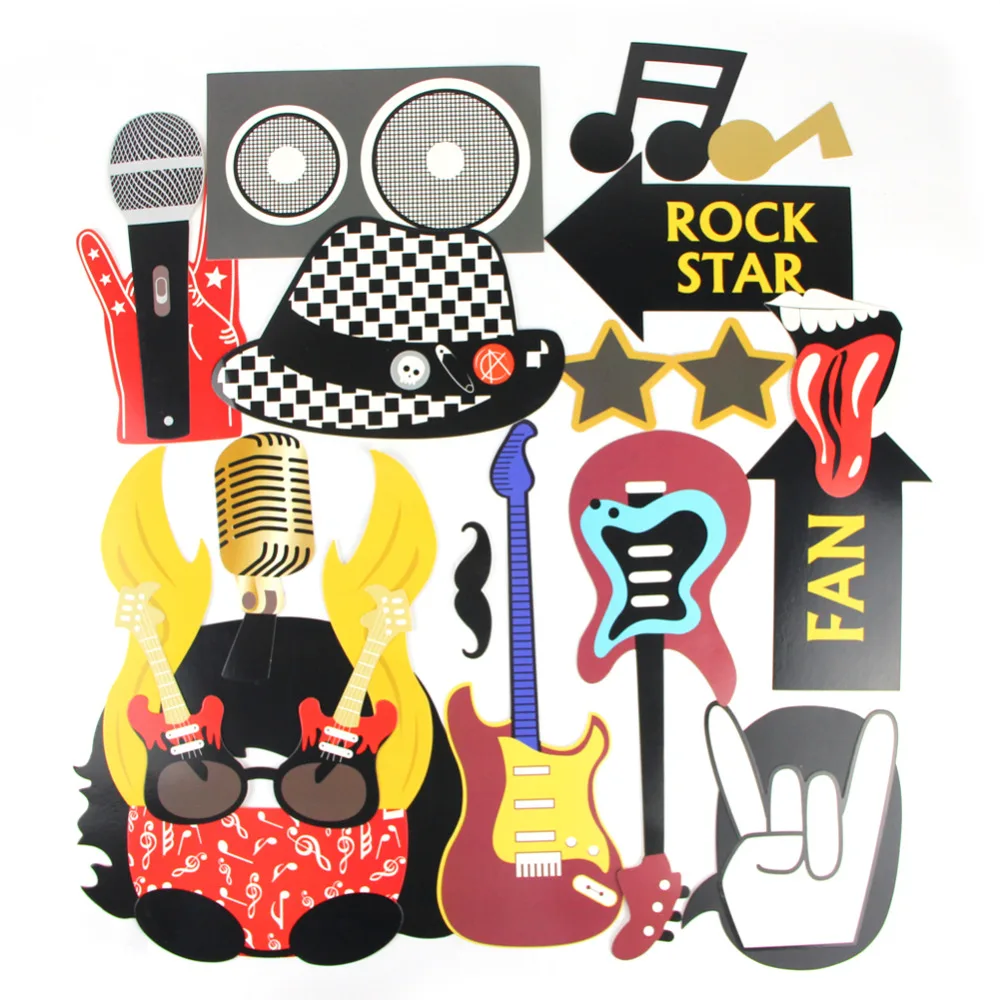 18pcs Rock Party Photo Booth Props for Birthday Party Rockstar Rocker ...