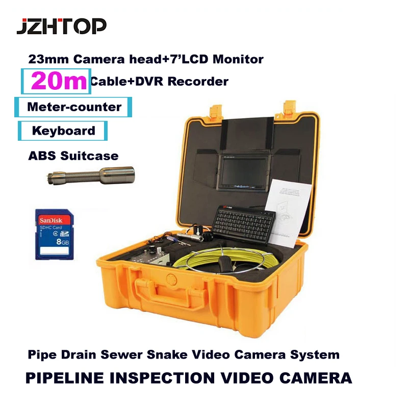 23mm Pipe Drain Sewer Borescope Snake Inspection Camera DVR Recording ...