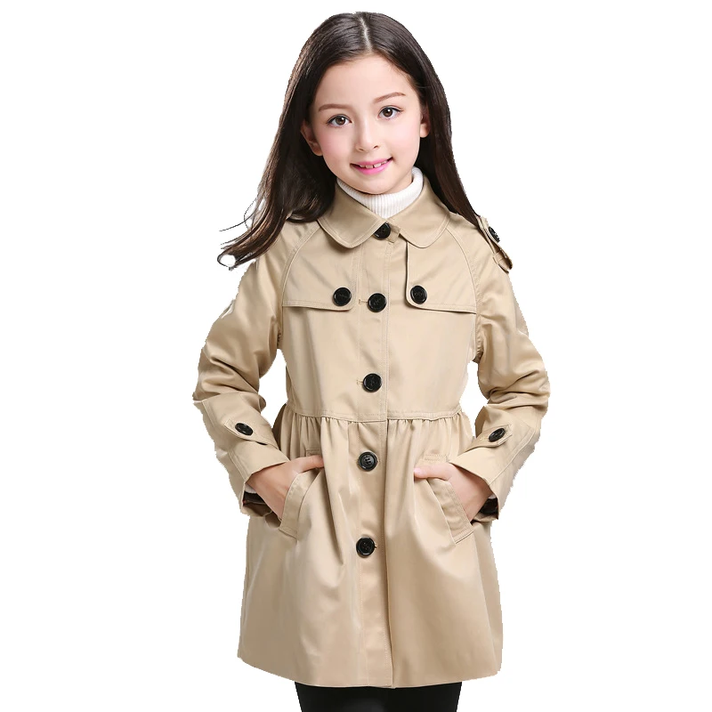 Winter Girls Coat Children Princess Overcoat Kids Classic Khaki Long ...