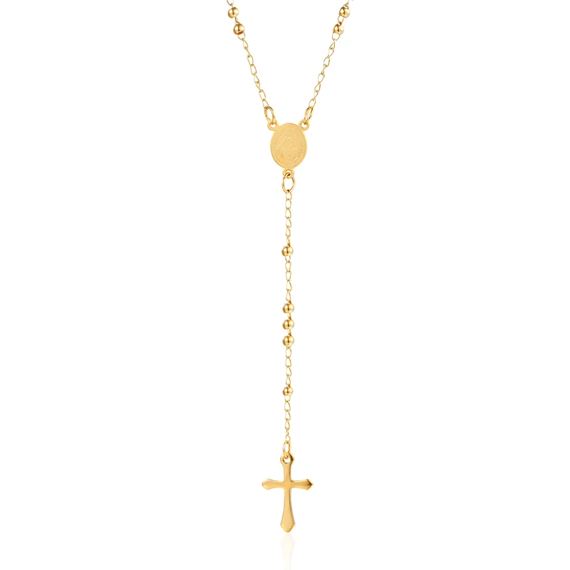 Classic Mary / Jesus Hanging Long Chain Cross Necklace Pendant Titanium ...