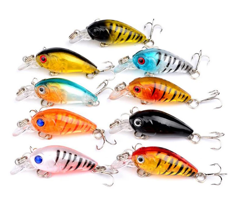 9 Pieces Mini Minnow Fishing Lures 4.5cm 4g Top Water Hard Crank Bait Swimbait Crankbait ...