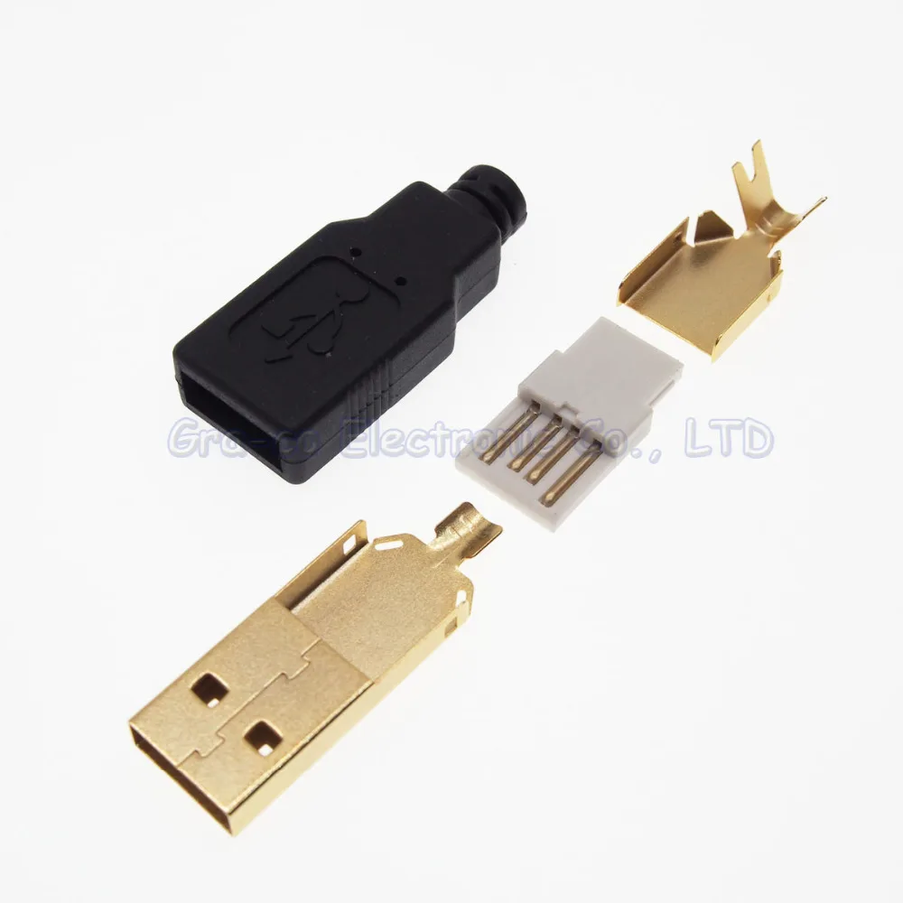 20 Set Diy 4 In 1 Berlapis Emas USB 2.0 Tipe A MALE Plug dengan Permen ...