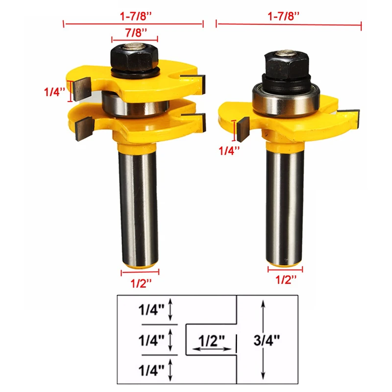 High Quality 2pcs 1/2 Inch Shank T-handle Rail And Stile Router Bit ...