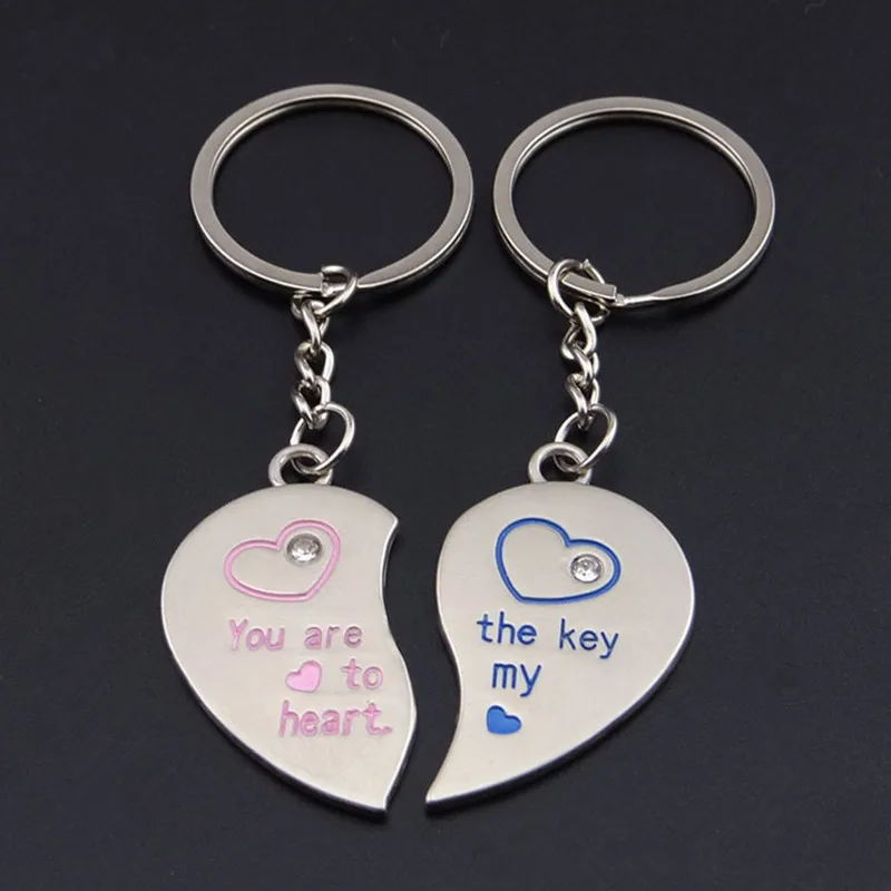 1 Pair Love Heart Key Chains "You are the key to my heart" Couple ...
