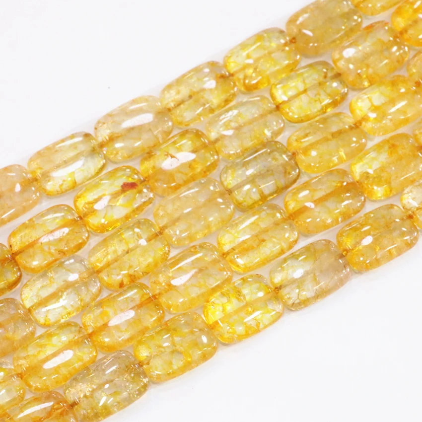 13x18mm Yellow Natural Stone Crystal Loose Bead Rectangle Beads Diy ...