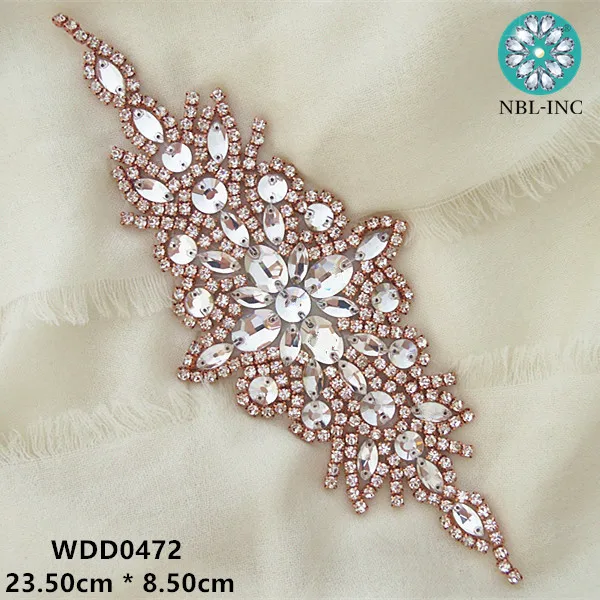 30pcs Wholesale Hand Beaded Sewing Bridal Flower Rose Gold Clear
