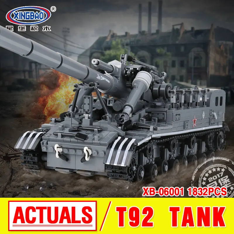XingBao 06001 Block 1832Pcs Creative MOC Military Series The T92 Tank Set Education Building ...