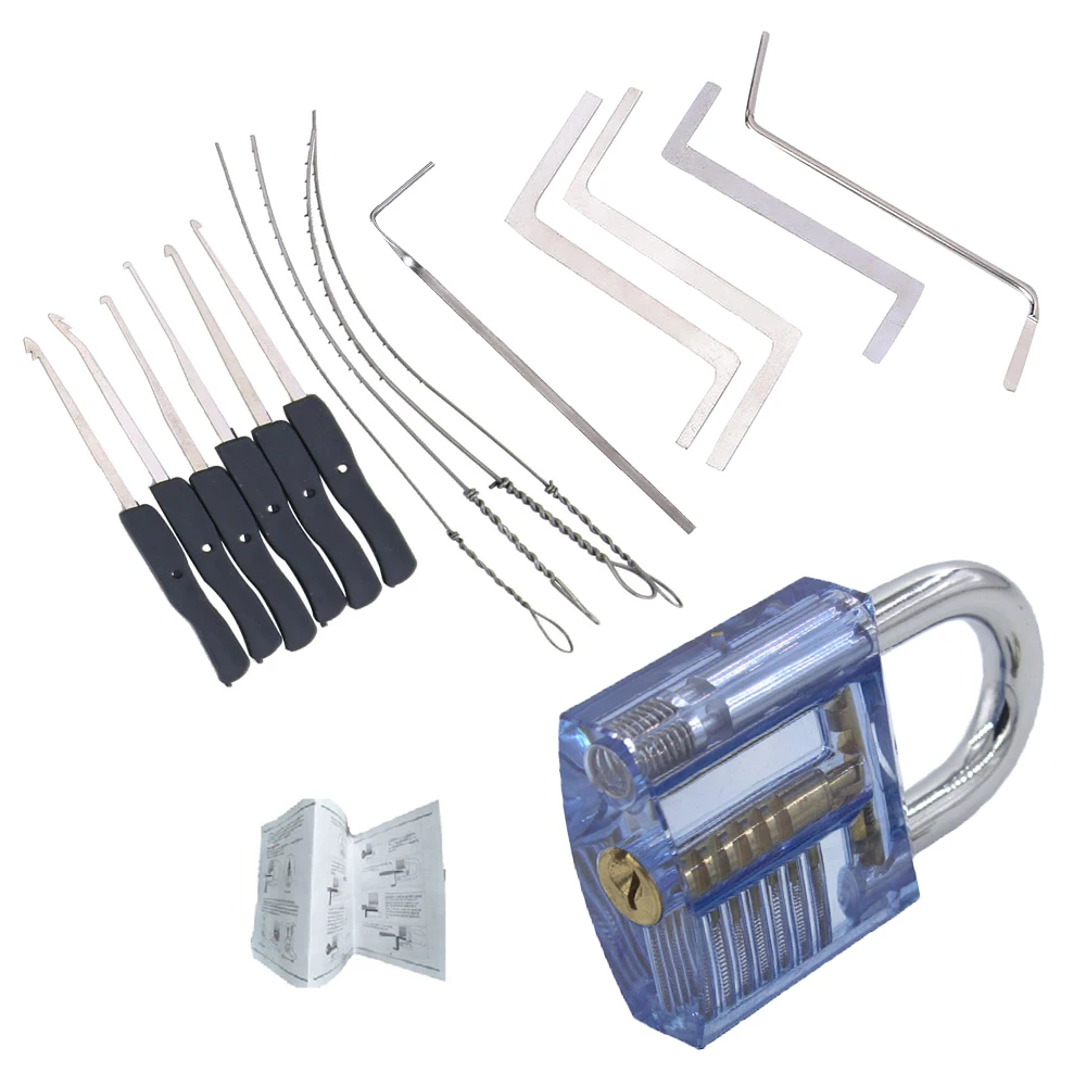 3 in 1 Set Kit,Blue Transparent Padlock Locksmith Tools,10pcs Locksmith ...