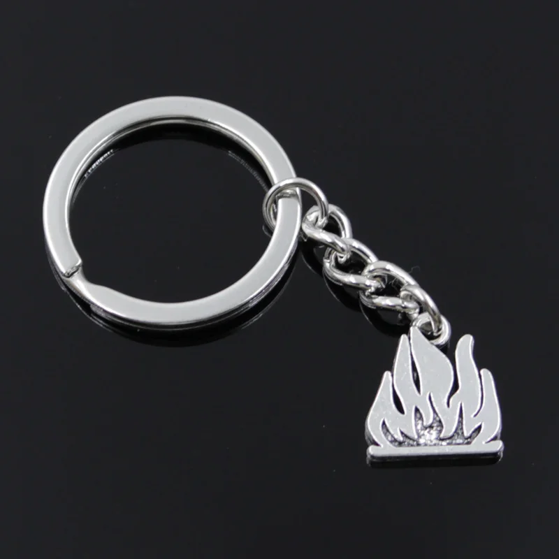 New Fashion Men 30mm Keychain DIY Metal Holder Chain Vintage Flames ...