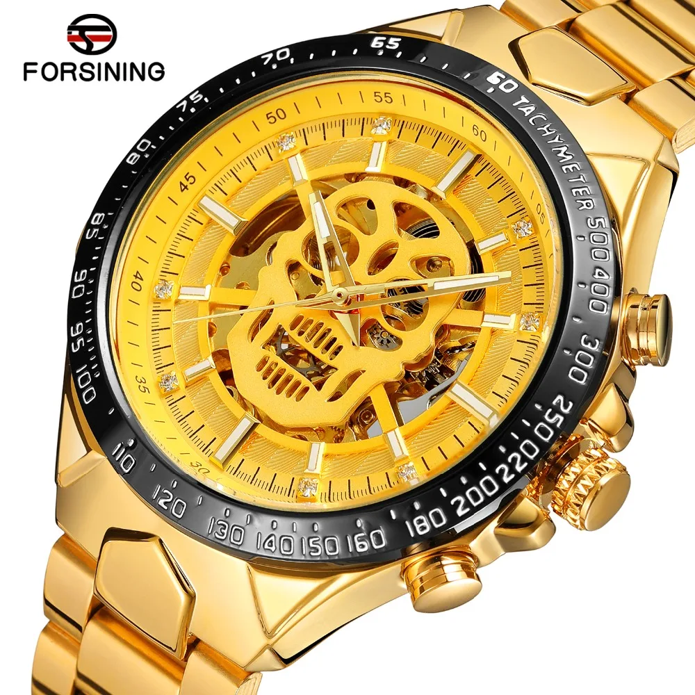 Forsining Reloj de pulsera de acero inoxidable para hombre, pulsera con ...