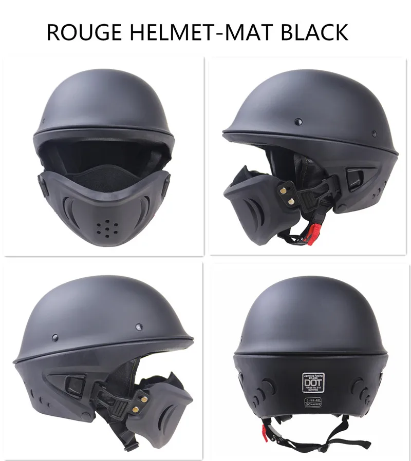 Zombies Racing ZR666 Open Face Motorcycle Helmet DOT Rouge Helmet With ... Zombies Racing ZR666 Open Face Motorcycle Helmet DOT Rouge Helmet With ...