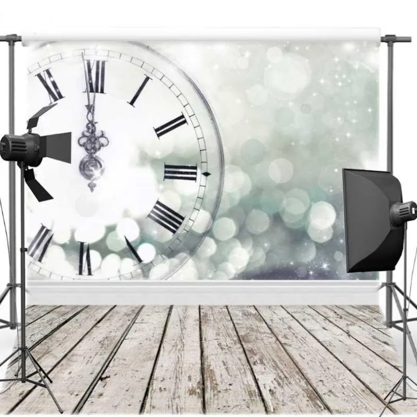 Clock Sparkly Blue Bokeh Polka Dot backdrops Vinyl cloth High quality ...