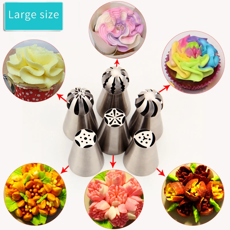 MRF-6PCS-Stainless-Steel-304-Russian-Tulip-Icing-Nozzles-Ball-Flower ...