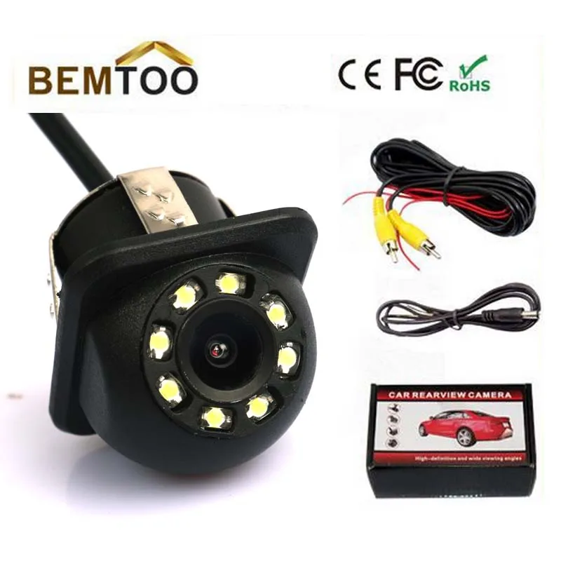 170 Wide Angle 8 LED Light Night Vision Car CCD Rear View Camera ...